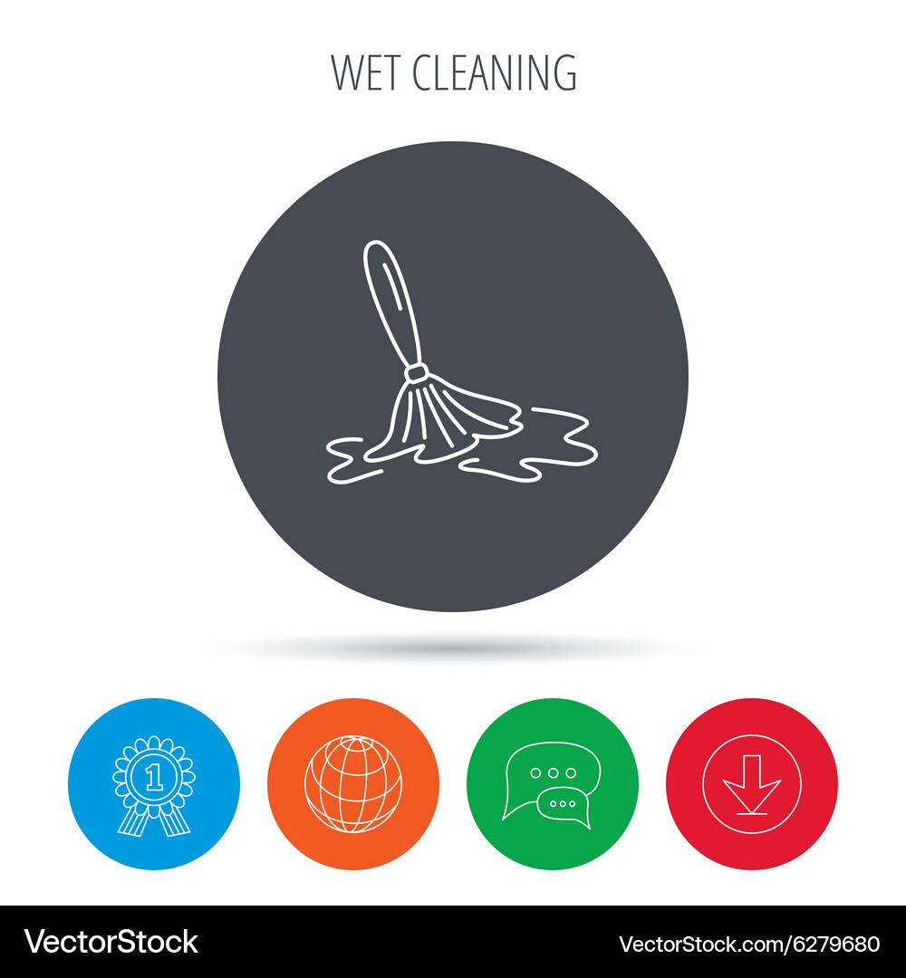 Wet cleaning icon clean-up floor tool sign Vector Image