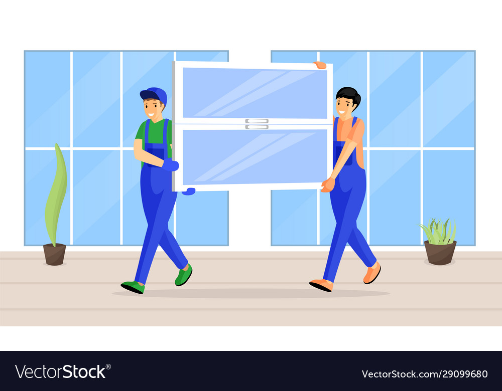 Window replacement service flat Royalty Free Vector Image