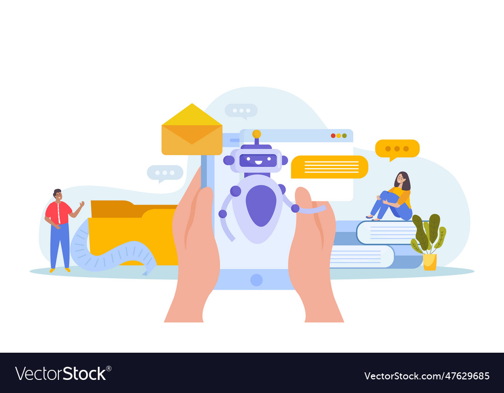 Chatbot services flat concept Royalty Free Vector Image