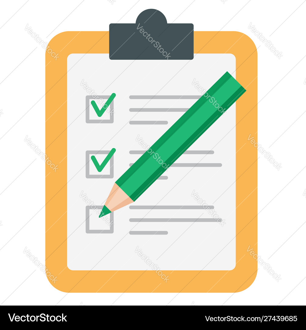 Color pencil checking on to do list isolated Vector Image