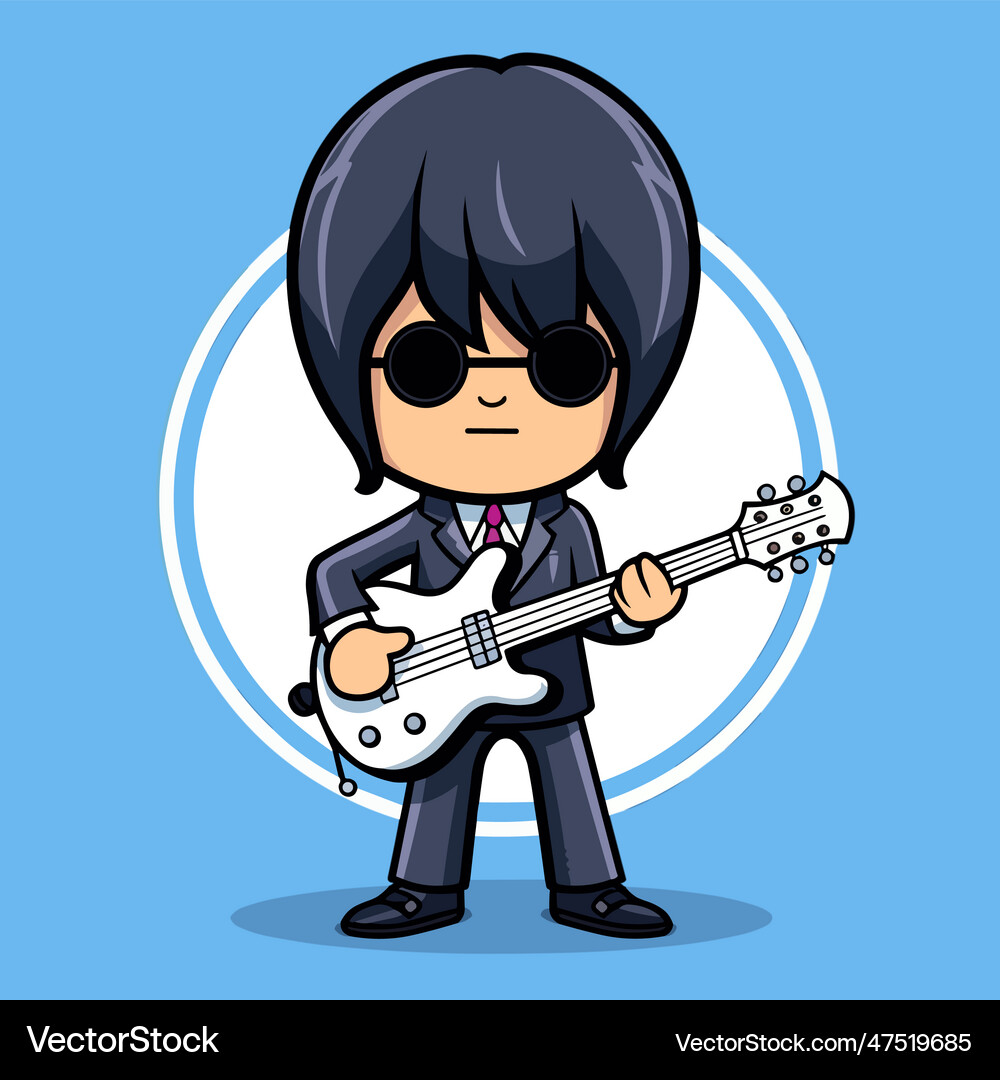 Cute cartoon anime musicians Royalty Free Vector Image