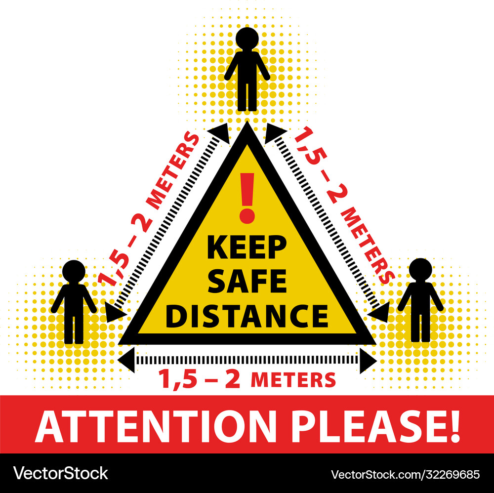 Keep distance sign yellow danger triangle sign Vector Image