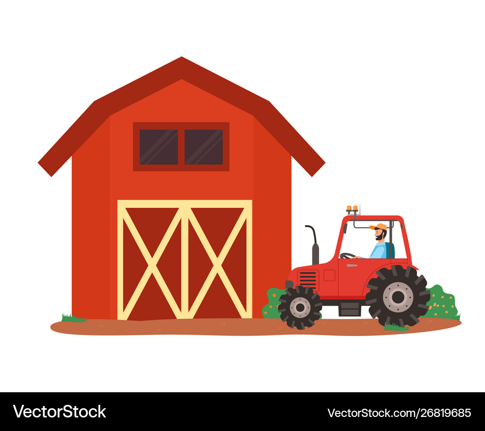 Ranch and tractor rural area countryside Vector Image