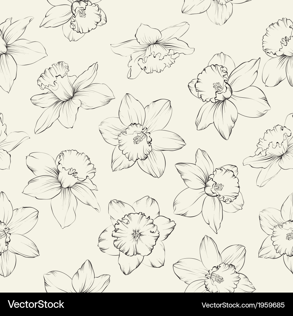 Seamless pattern with flowers narcissus Royalty Free Vector