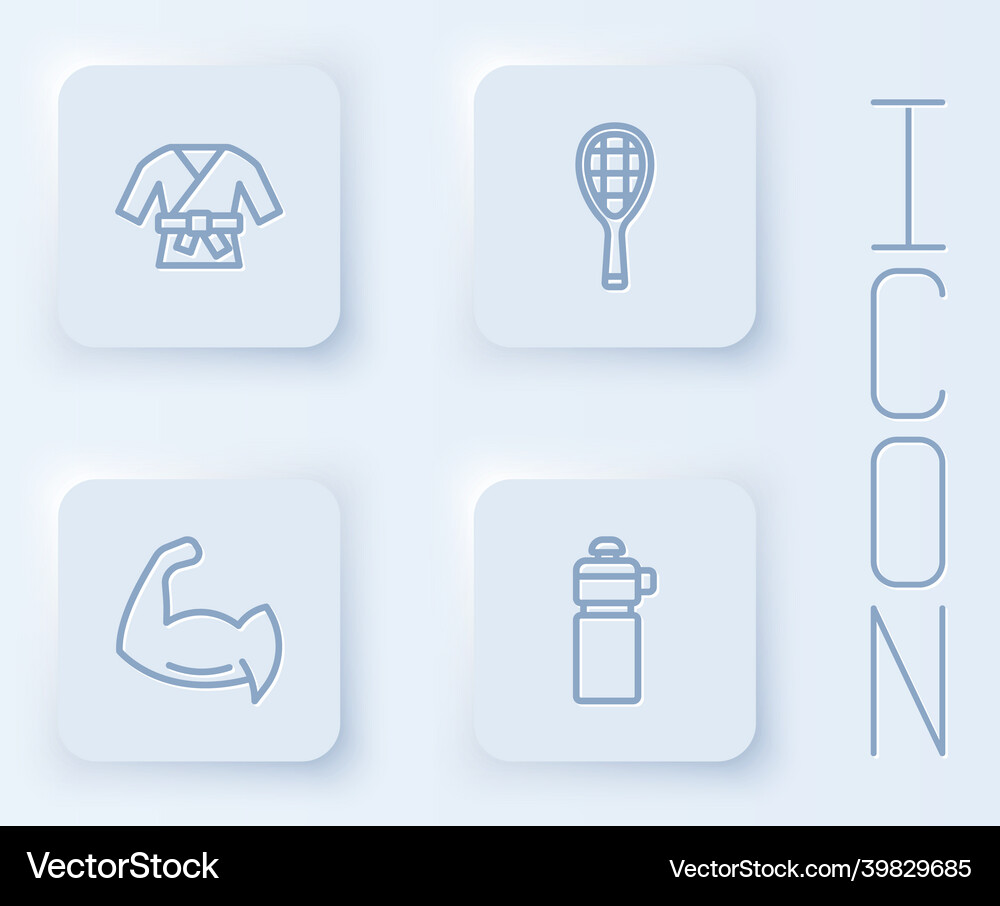 Set line kimono tennis racket bodybuilder Vector Image