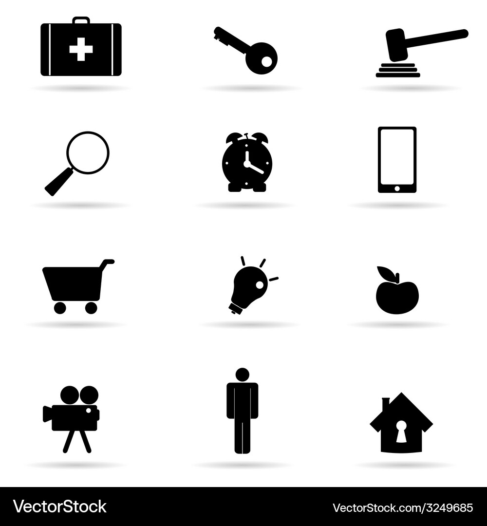Set of icon in black Royalty Free Vector Image