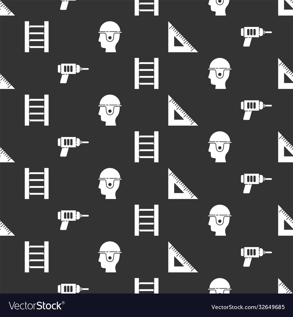 Set triangular ruler electric drill machine Vector Image