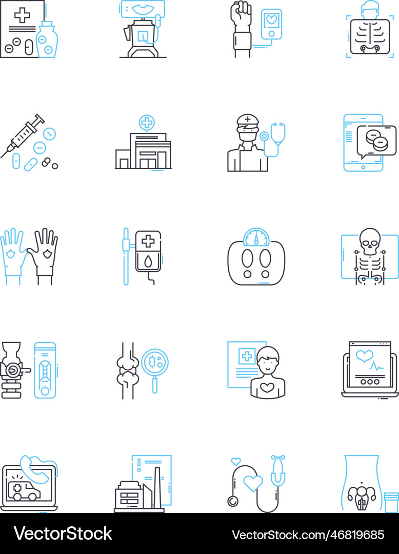 Social services linear icons set welfare Vector Image