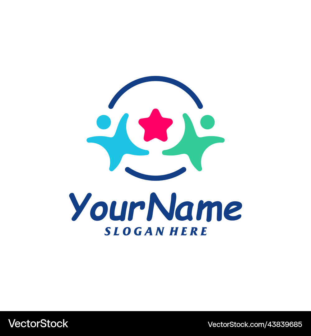 Star kids logo design template child concept Vector Image