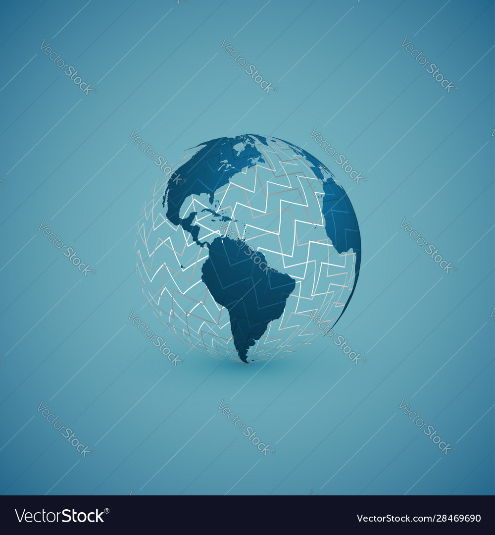 Blue globe map with pattern sphere Royalty Free Vector Image