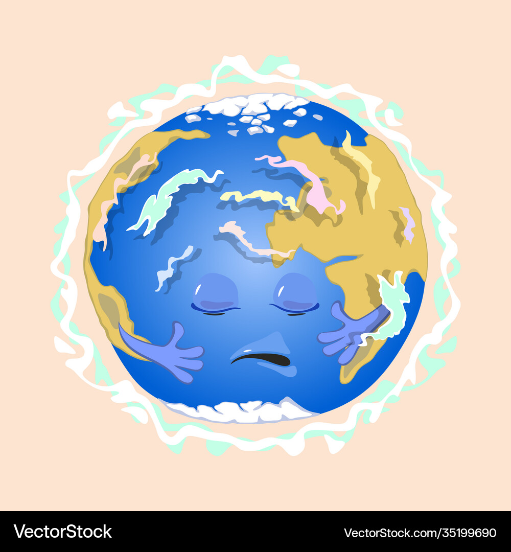 Cartoon planet change magnetic field Royalty Free Vector