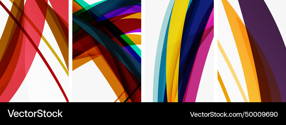 Colorful wave lines poster set for wallpaper Vector Image