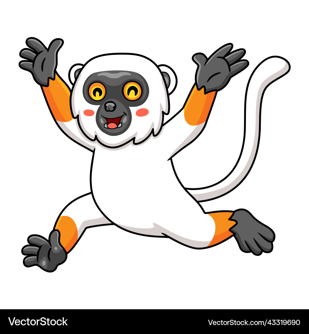 Cute sifaka lemur monkey cartoon running Vector Image