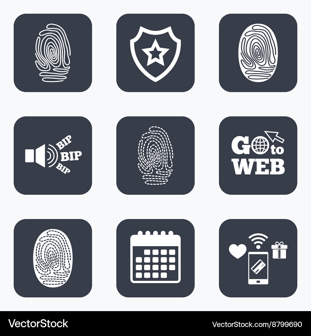 Fingerprint icons Identification signs Royalty Free Vector