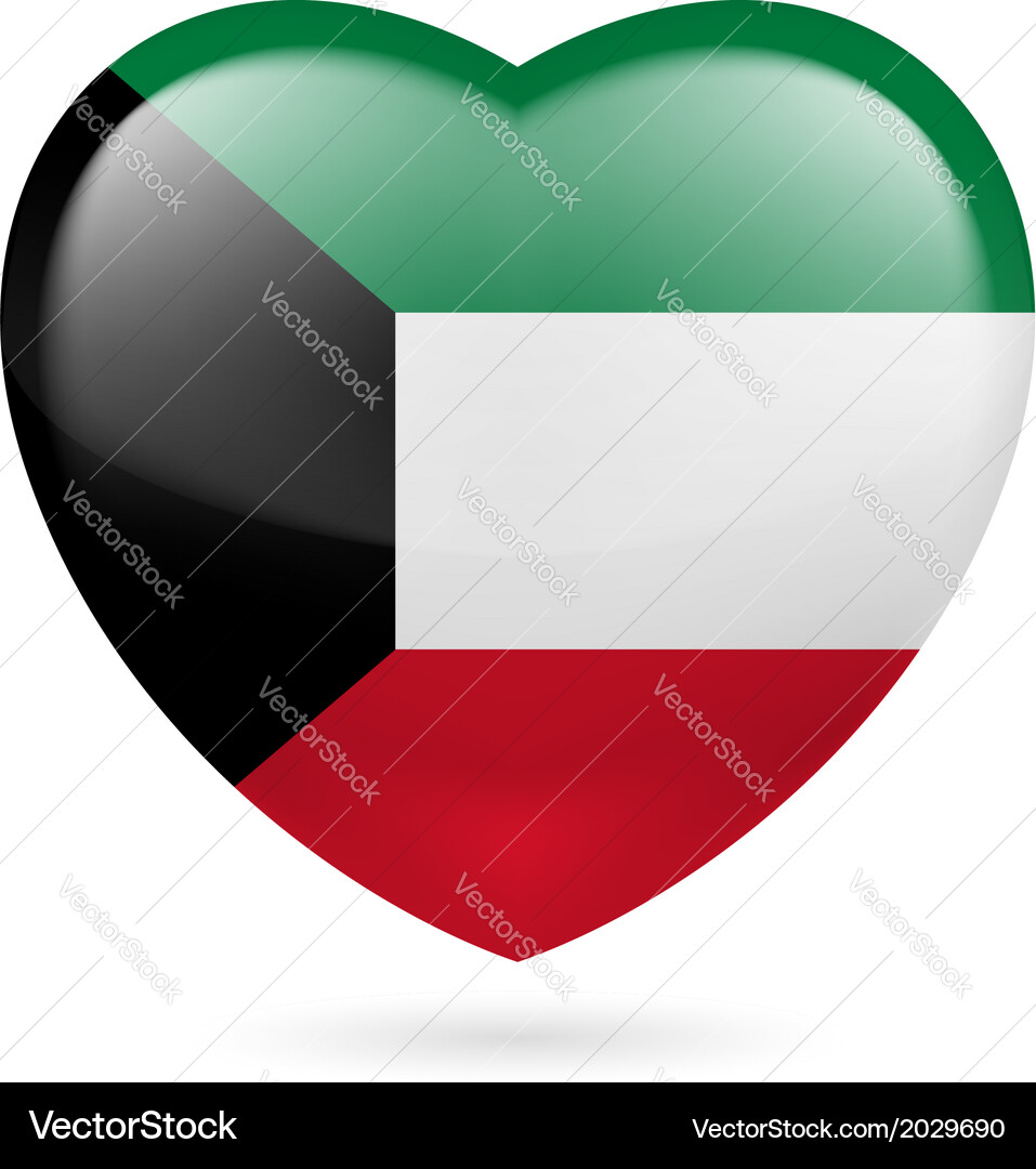 Heart icon of kuwait Royalty Free Vector Image
