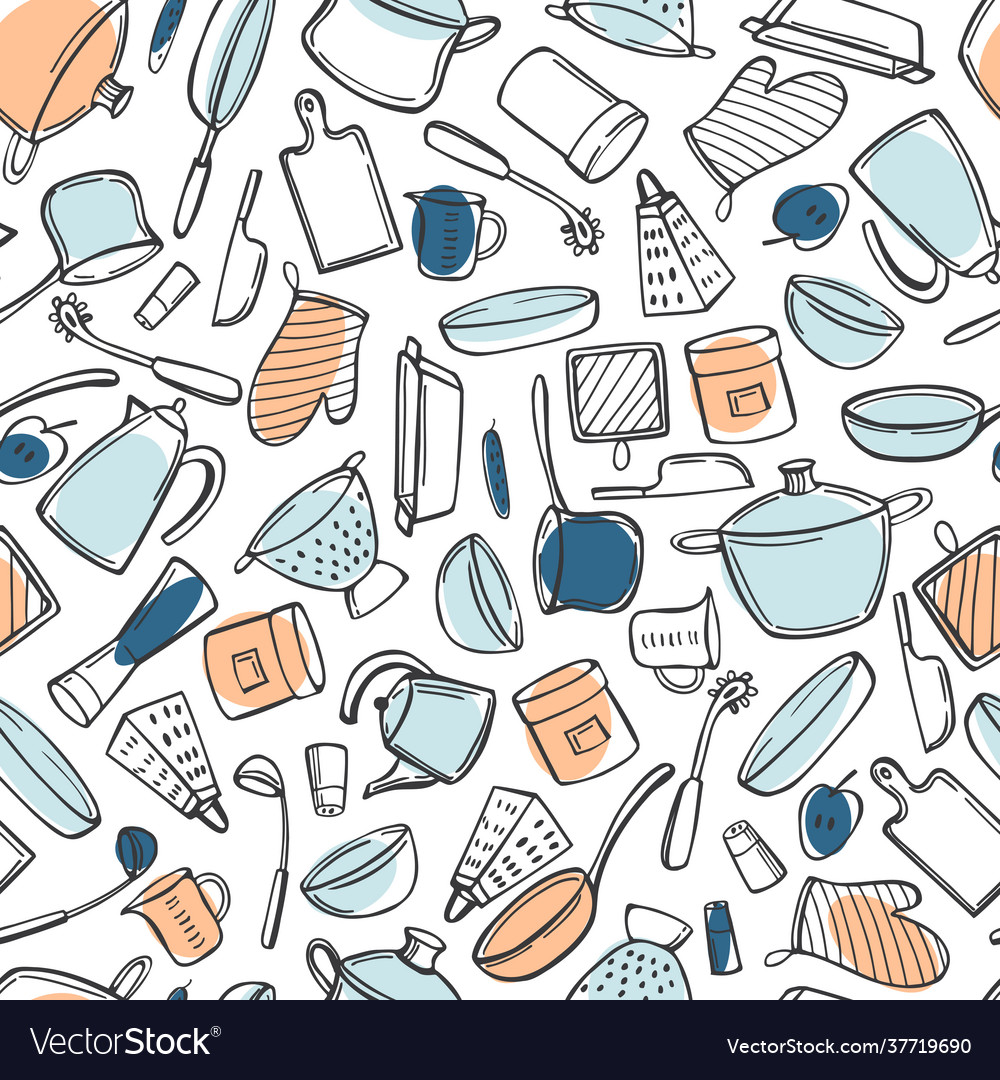 Kitchenware pattern Royalty Free Vector Image - VectorStock
