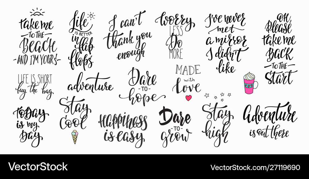 Lettering photography overlay set Royalty Free Vector Image
