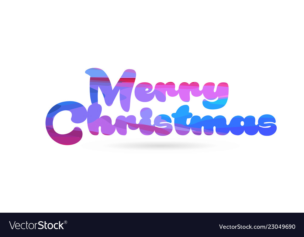 Merry christmas pink blue color word text logo Vector Image