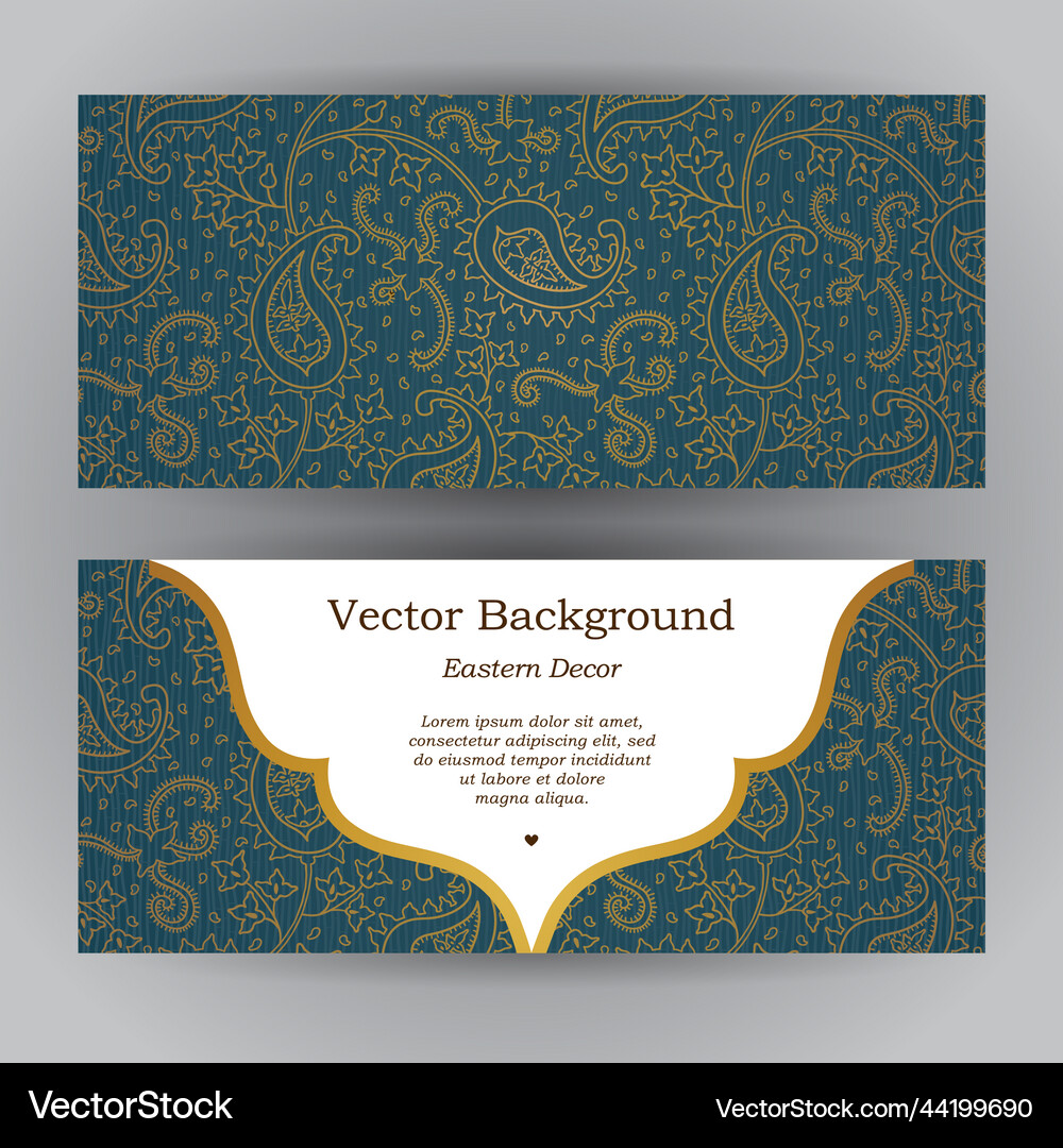 Ornate horizontal vintage cards Royalty Free Vector Image