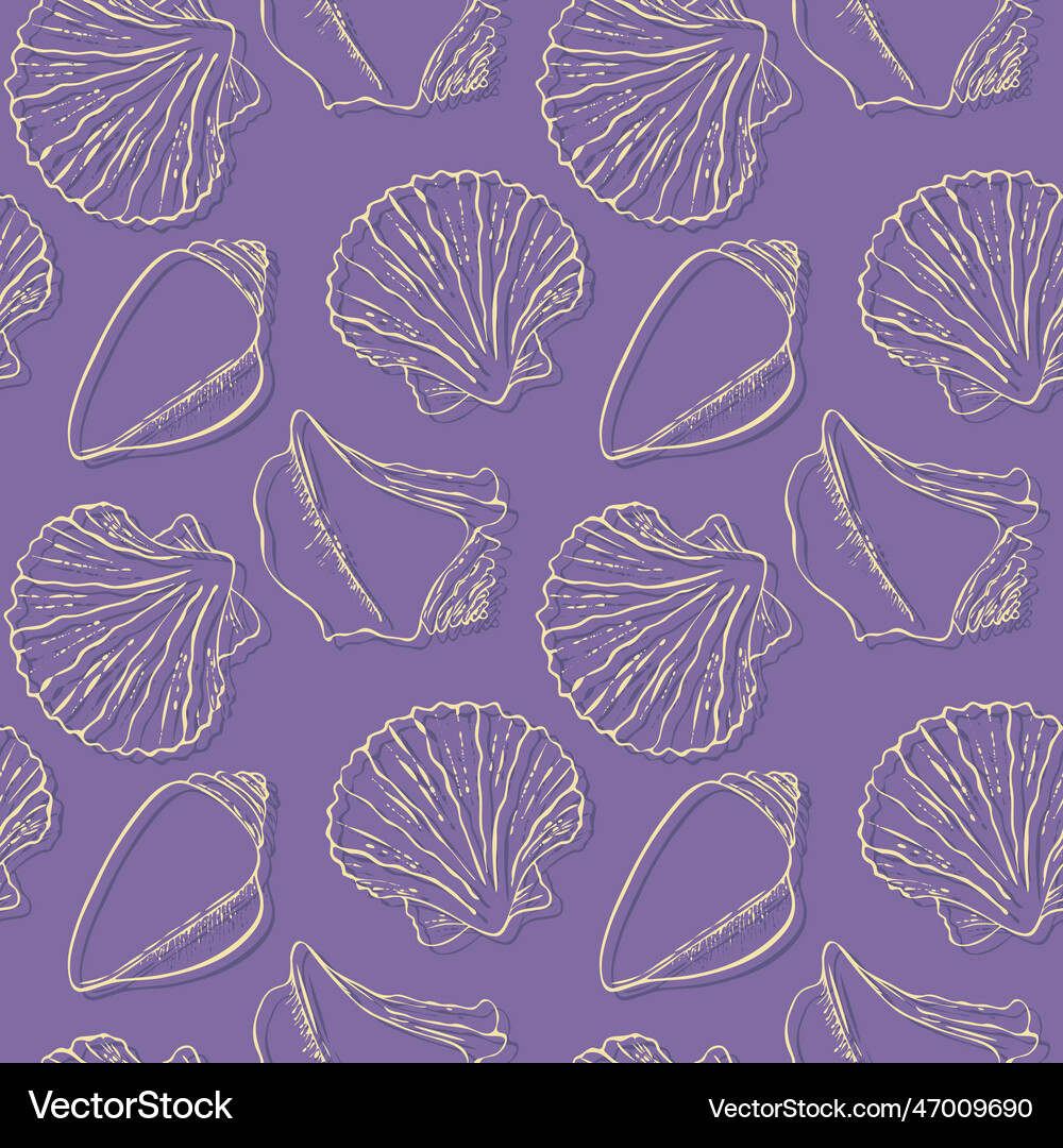 Pattern purple violet with seashells hand drawn – Royalty-Free Vector ...