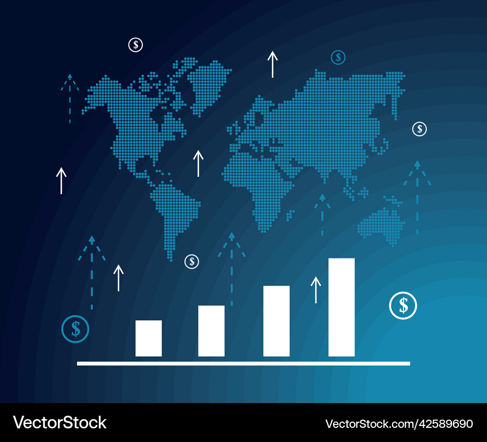 Profit infographic with earth maps Royalty Free Vector Image