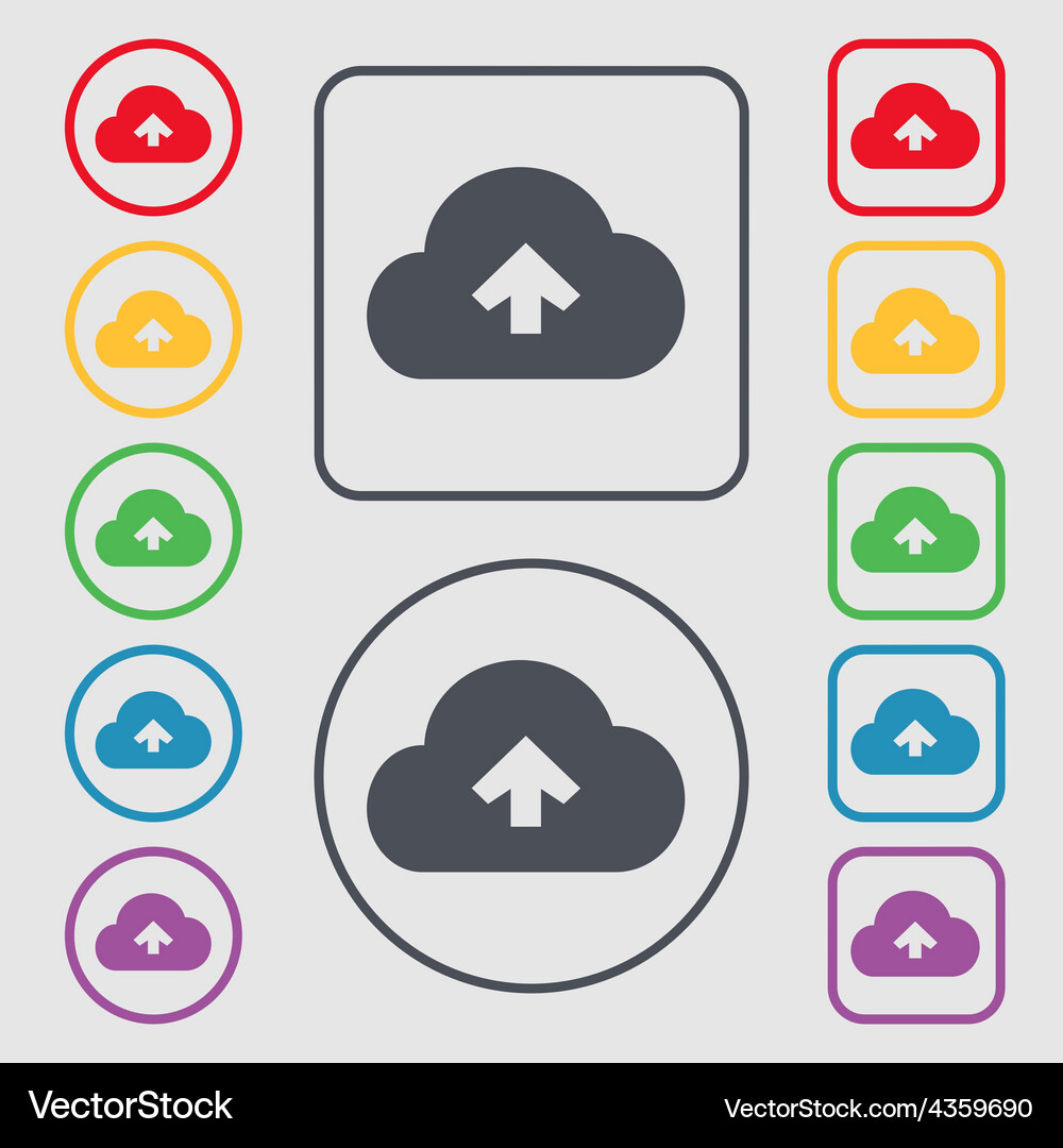 Upload from cloud icon sign symbol on the round Vector Image