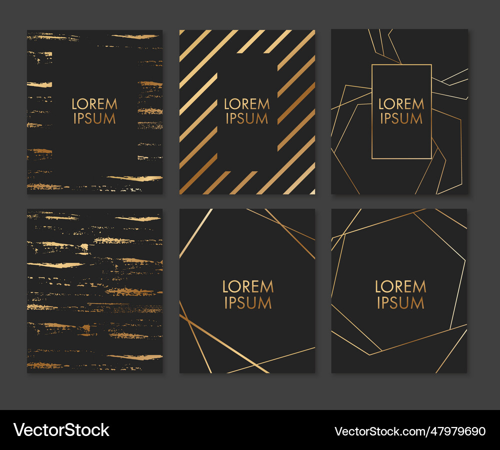 Wedding invitation cards with gold geometric Vector Image