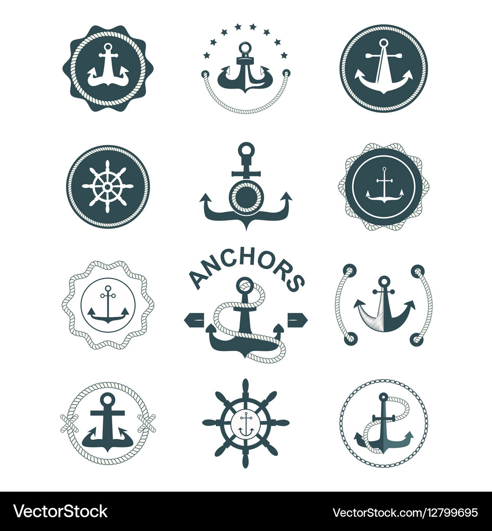 Anchor nautical symbols badges Royalty Free Vector Image