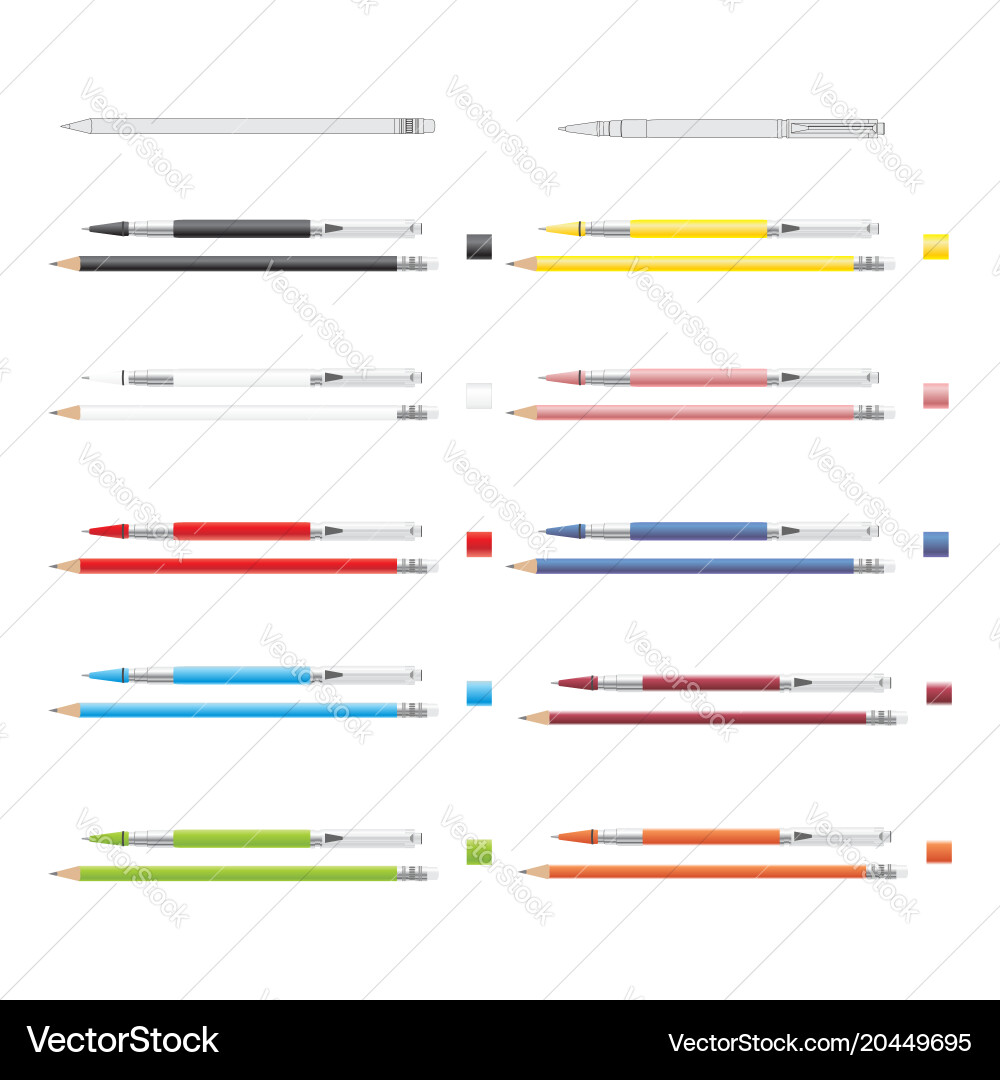 Big set of colored engineering and office pencils Vector Image