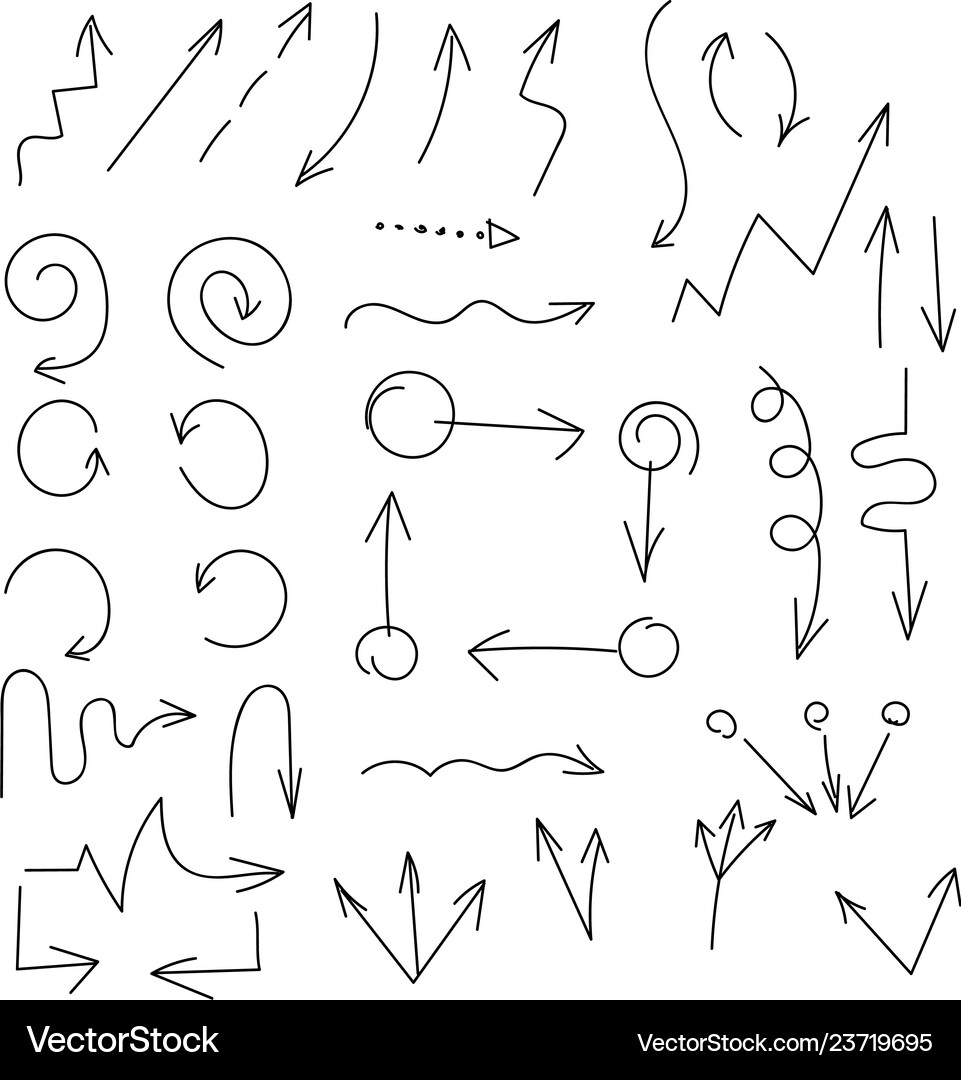 Black hand drawn arrow set isolated on white Vector Image
