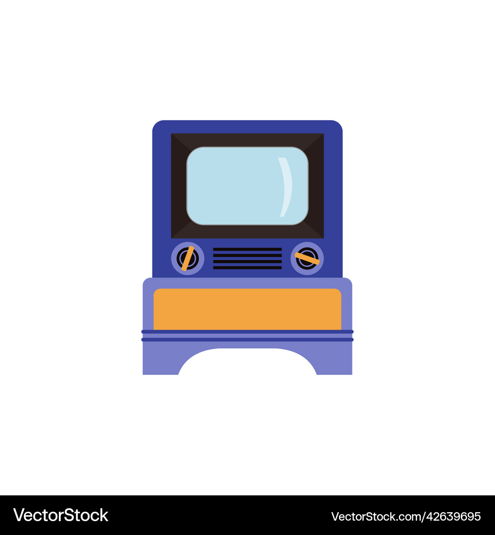 Blue vintage retro tv flat Royalty Free Vector Image