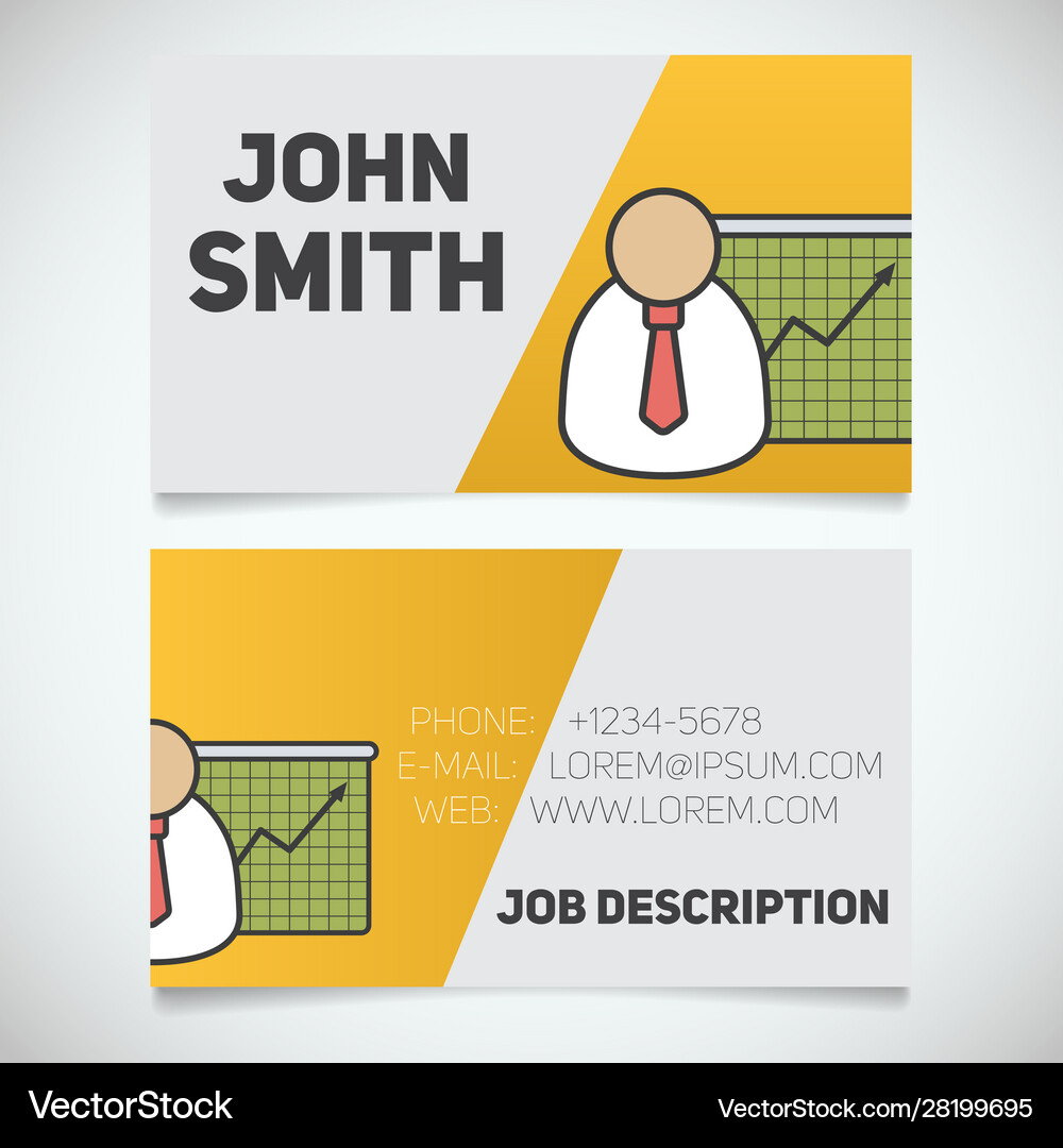 Business card print template with presentation Vector Image