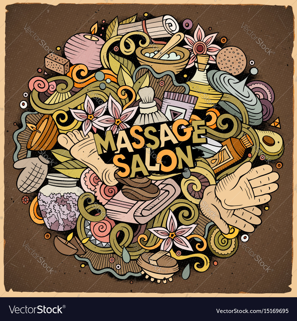 Cartoon cute doodles hand drawn massage Royalty Free Vector
