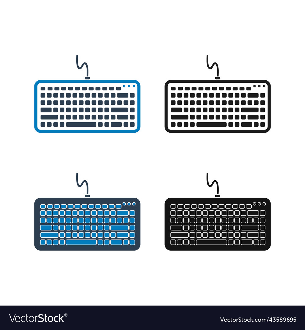 Computer Keyboard Icon Set Flat Style Eps Vector Image