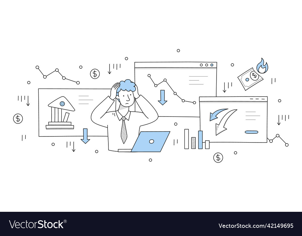 Financial crisis economic decrease bankruptcy Vector Image