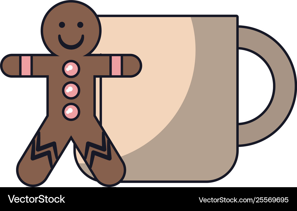 Gingerbread man and coffee cup cartoon Royalty Free Vector