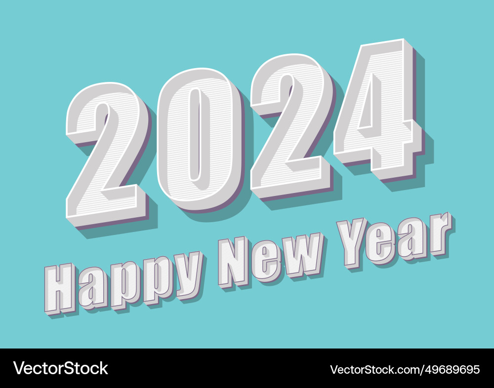 Happy new year text 2024 retro design Royalty Free Vector
