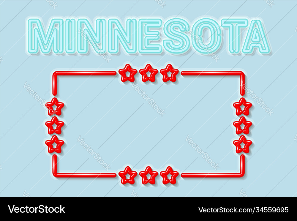 Minnesota us state soft blue neon letters lights Vector Image