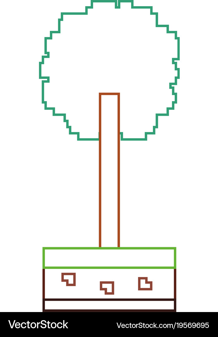 Pixel tree grass nature ecology Royalty Free Vector Image