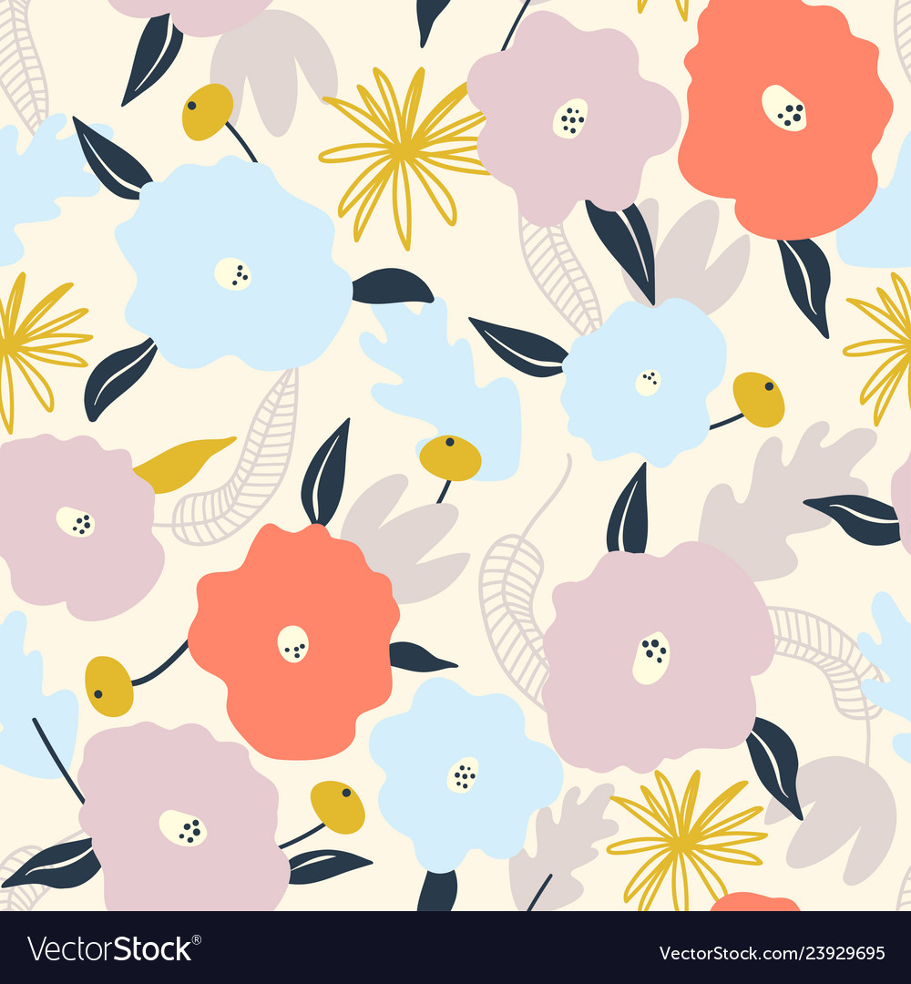 Seamless pattern with abstract flowers Royalty Free Vector