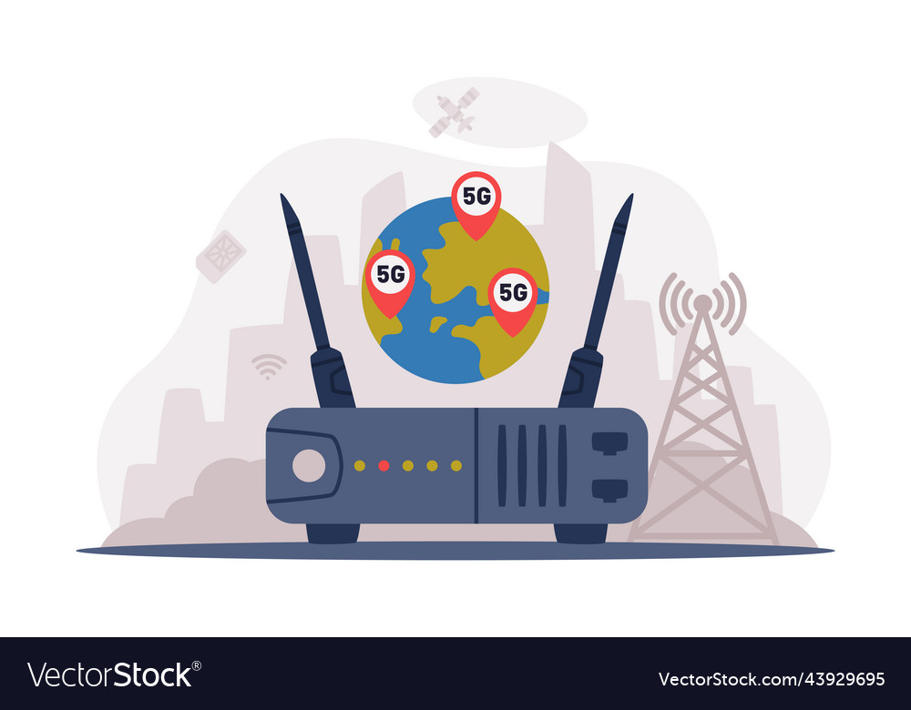Wifi router wireless access point global network Vector Image Wifi router wireless access point global network Vector Image