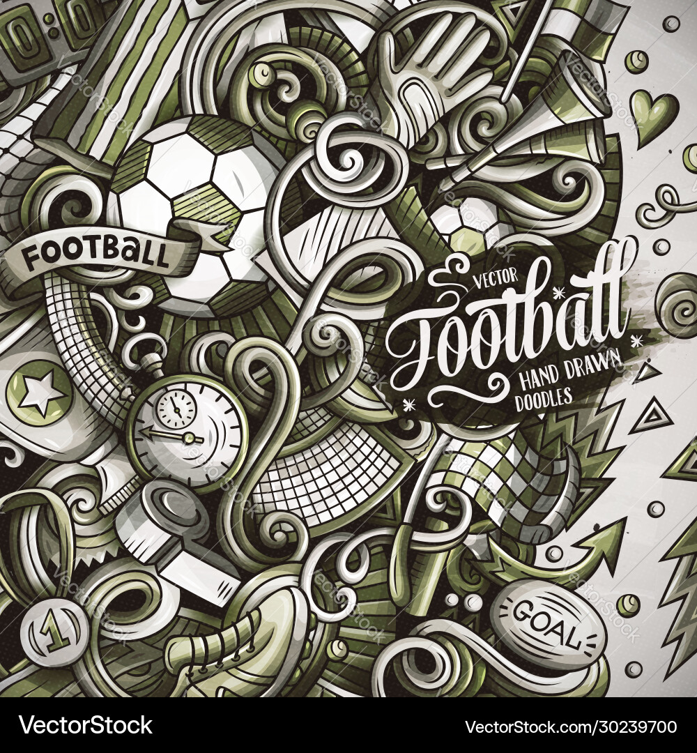 Cartoon doodles soccer frame graphics Royalty Free Vector