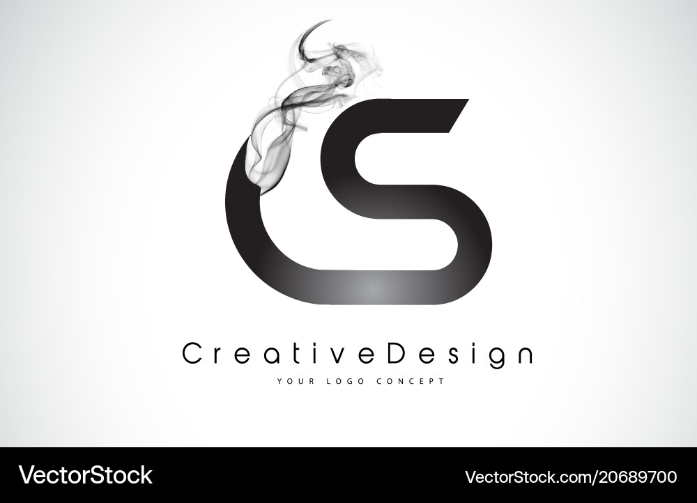 Cs letter logo design with black smoke Royalty Free Vector