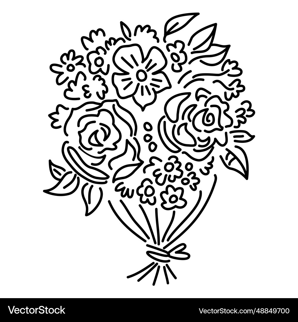 Flower bouquet stroke flowers Royalty Free Vector Image