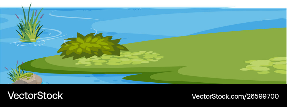 Landscape background with water and grass Vector Image