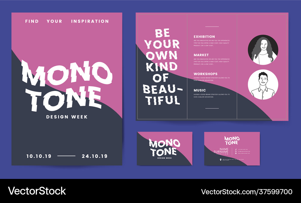 Leaflet posters and business card template Vector Image