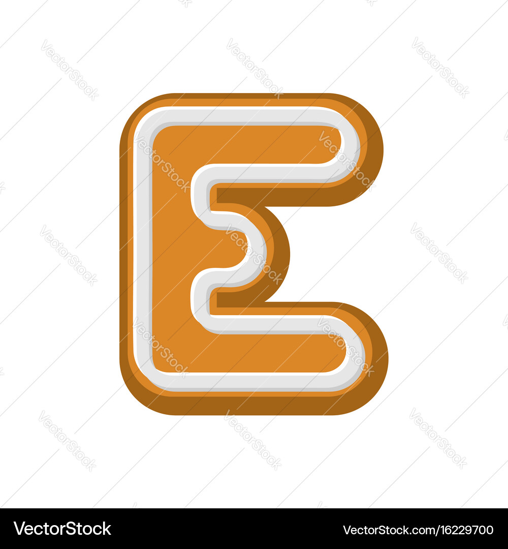 Letter e gingerbread peppermint honey-cake font Vector Image