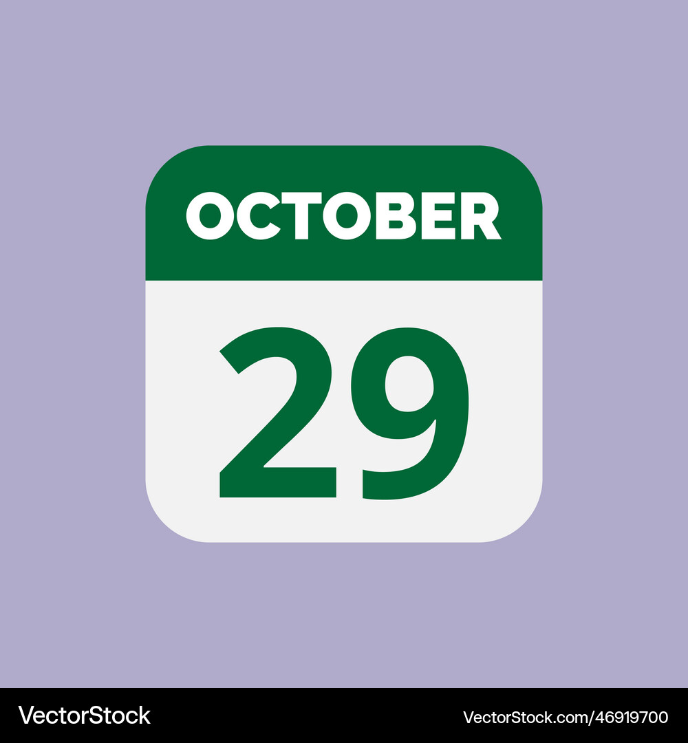 October 29 calendar date icon Royalty Free Vector Image