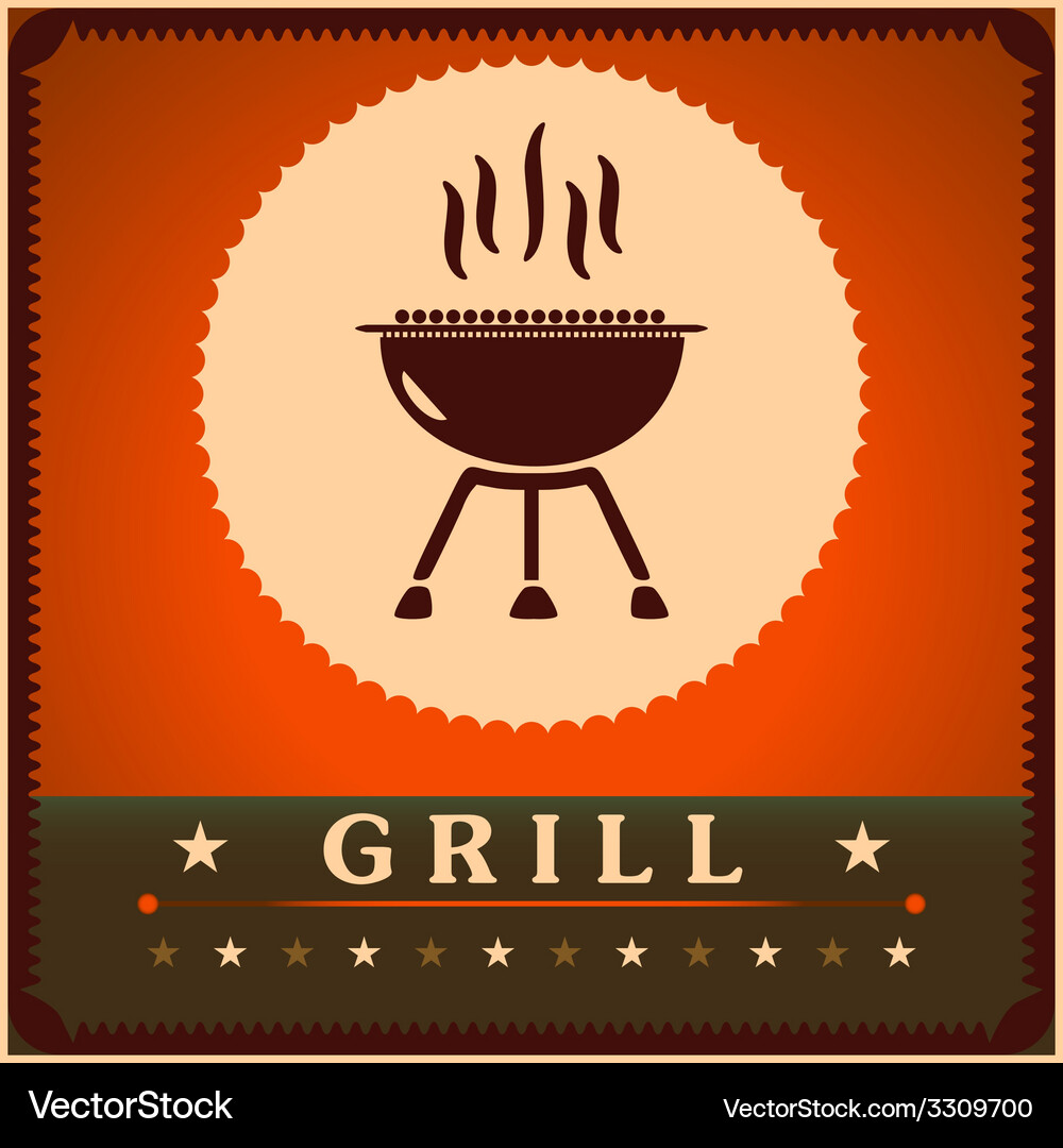 Retro grill menu card design template poster Vector Image