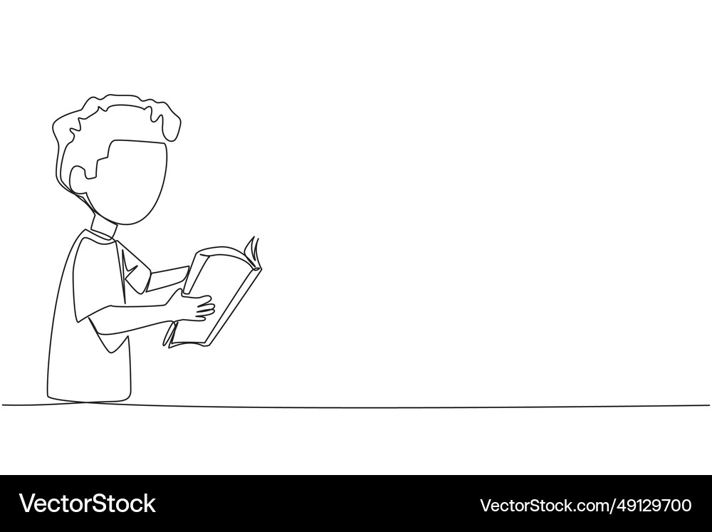 Single one line drawing boy are very focused Vector Image